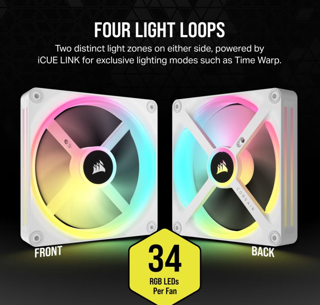 Corsair QX RGB Series, iCUE LINK QX140 RGB WHITE, 140mm Magnetic Dome ...