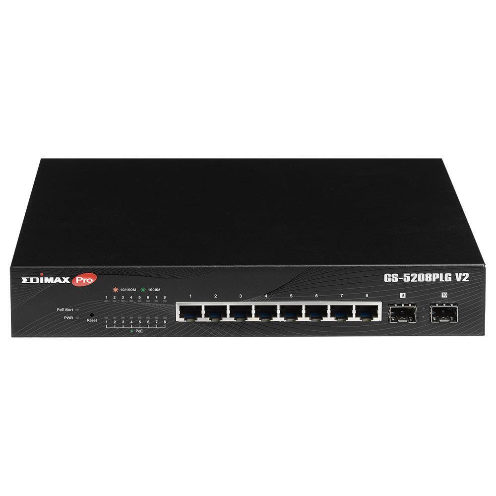 Edimax GS-5210PLG 8-Port Gigabit PoE+ WebSmart Switch + 2 Gigabit RJ45 ...